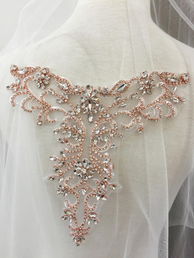 Delicate Rhinestone Applique Collar Beaded Diamante Applique | Etsy