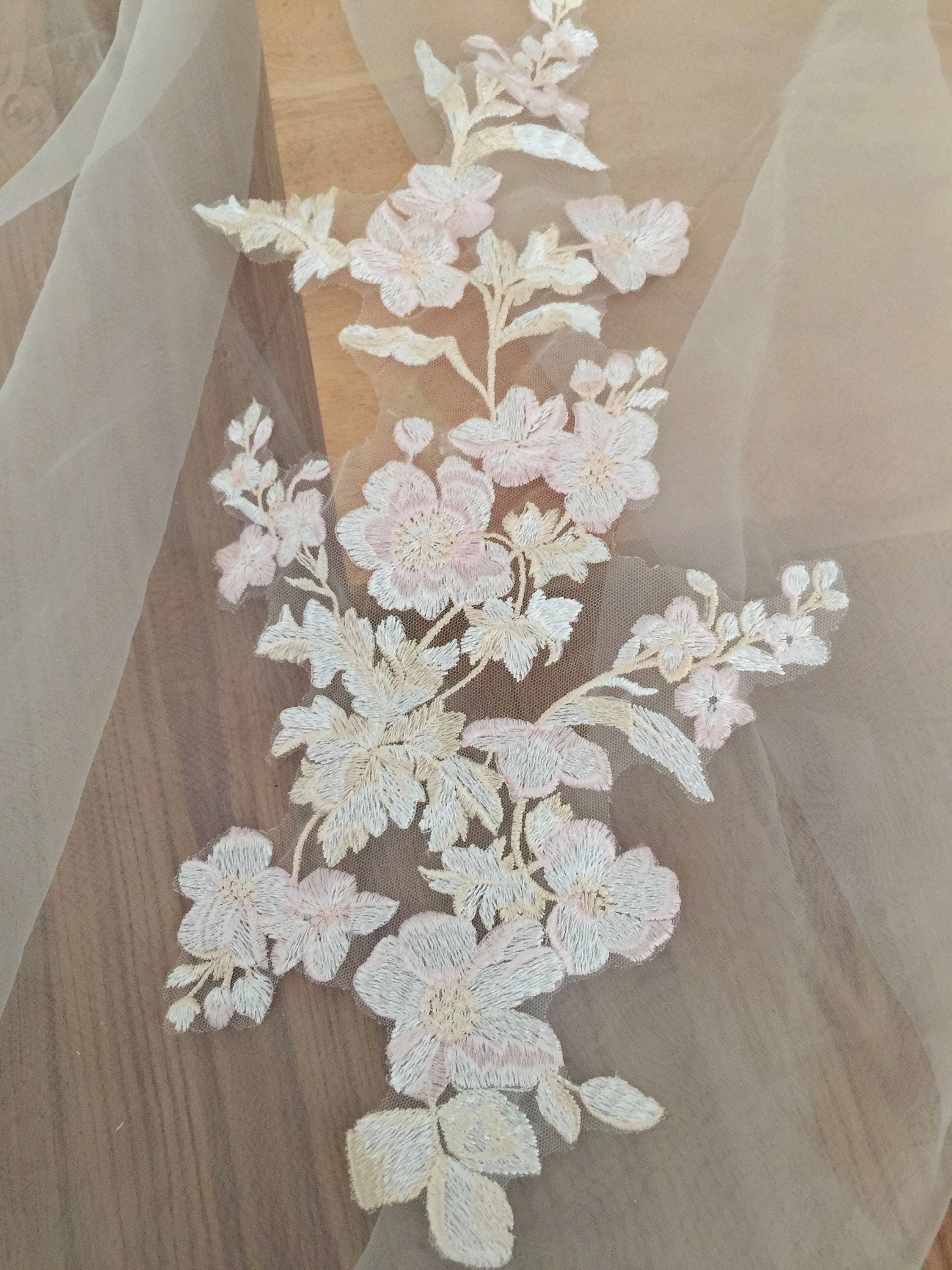 Pastel Beautiful Fine Embroidery Lace Applique Flower Venice | Etsy