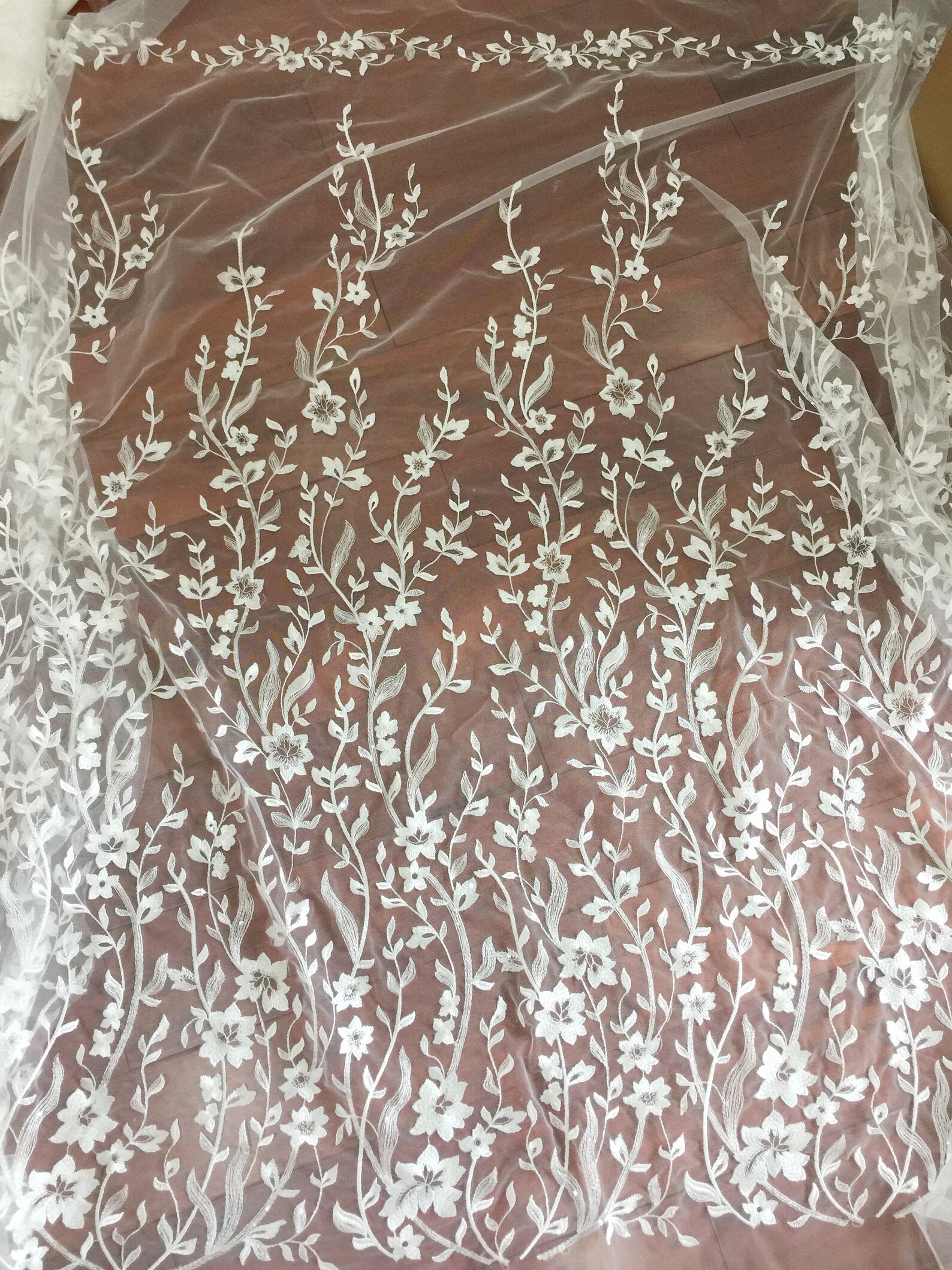 1 Yard Leaf Mesh Embroidery Lace Fabric by Yard With Clear - Etsy