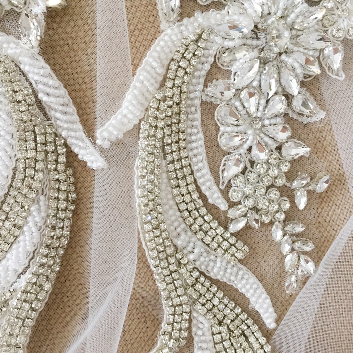 Delicate Phoenix Rhinestone Applique Pair Crystal Beaded | Etsy