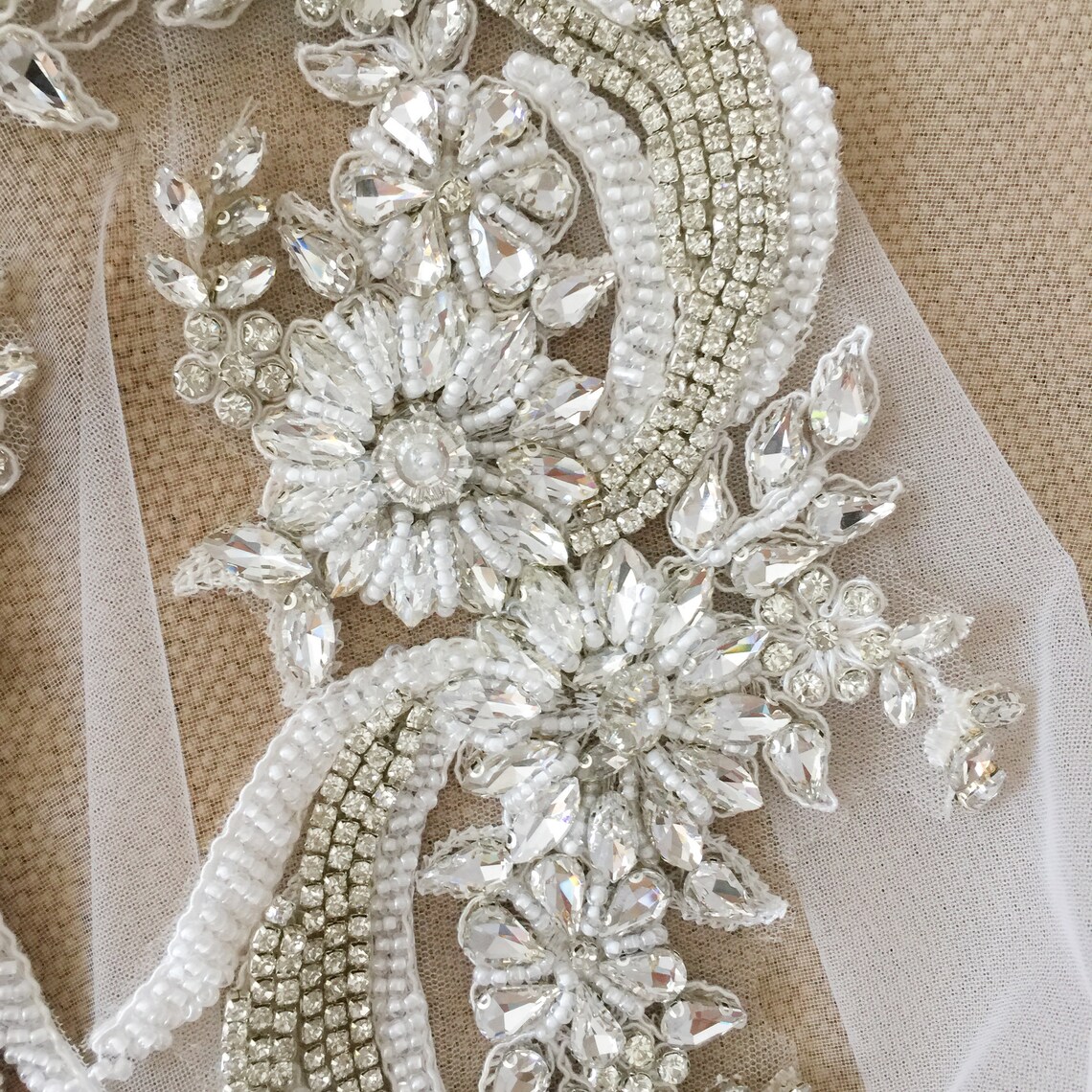 Delicate Phoenix Rhinestone Applique Pair Crystal Beaded | Etsy