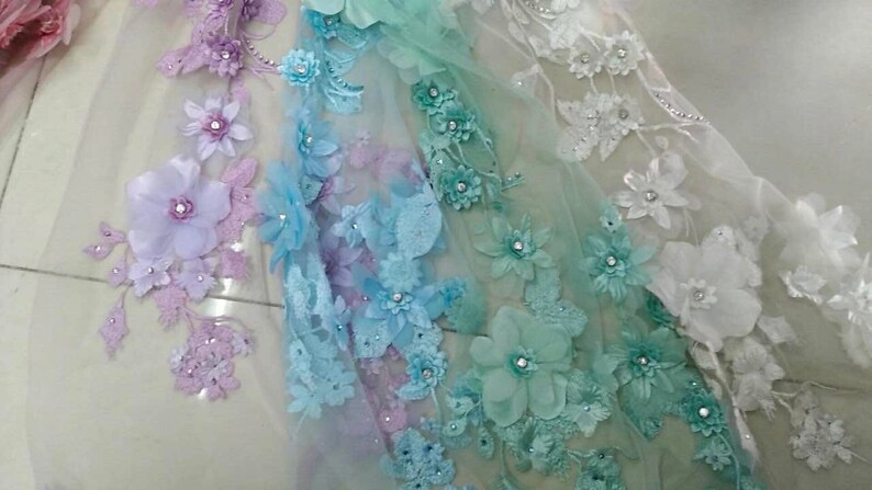 Peach 3D Flower Lace Fabric: Embroidered Bridal Wedding Applique - Etsy