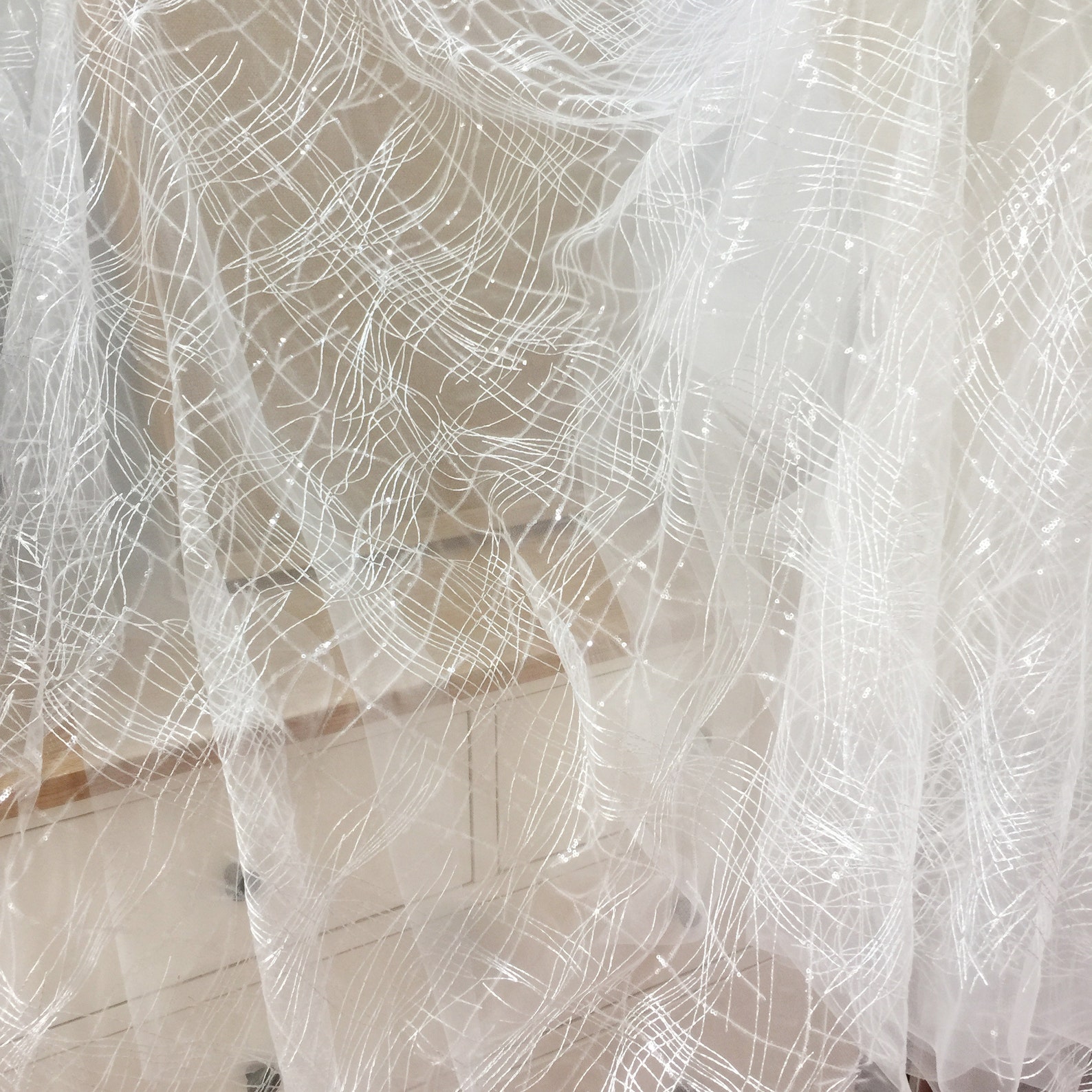 1 Yard Wave TRANSLUCENT Sequin Lace Fabric by Yardfor Bridal | Etsy