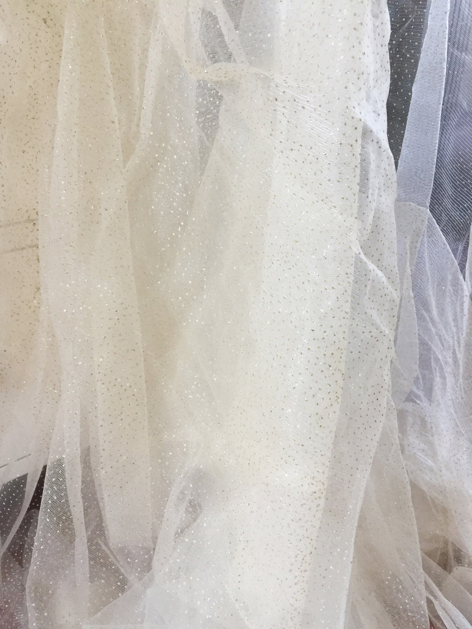 5 Yards Exquisite Soft Champagne Tulle With Gold Dotted Glitter for ...