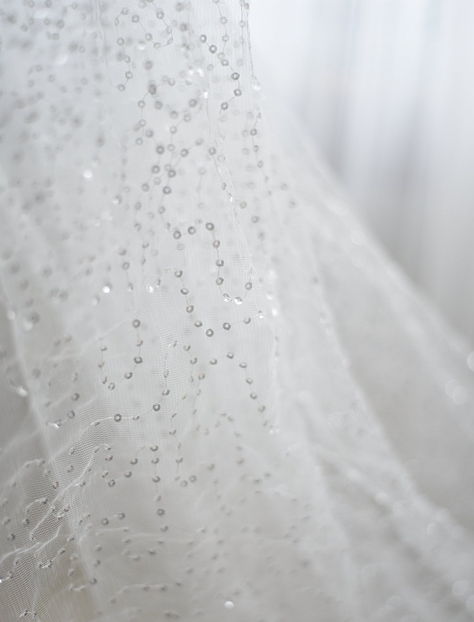 1 Yard Dreamy Semi Clear Sequin Tulle Lace Fabric in off White - Etsy