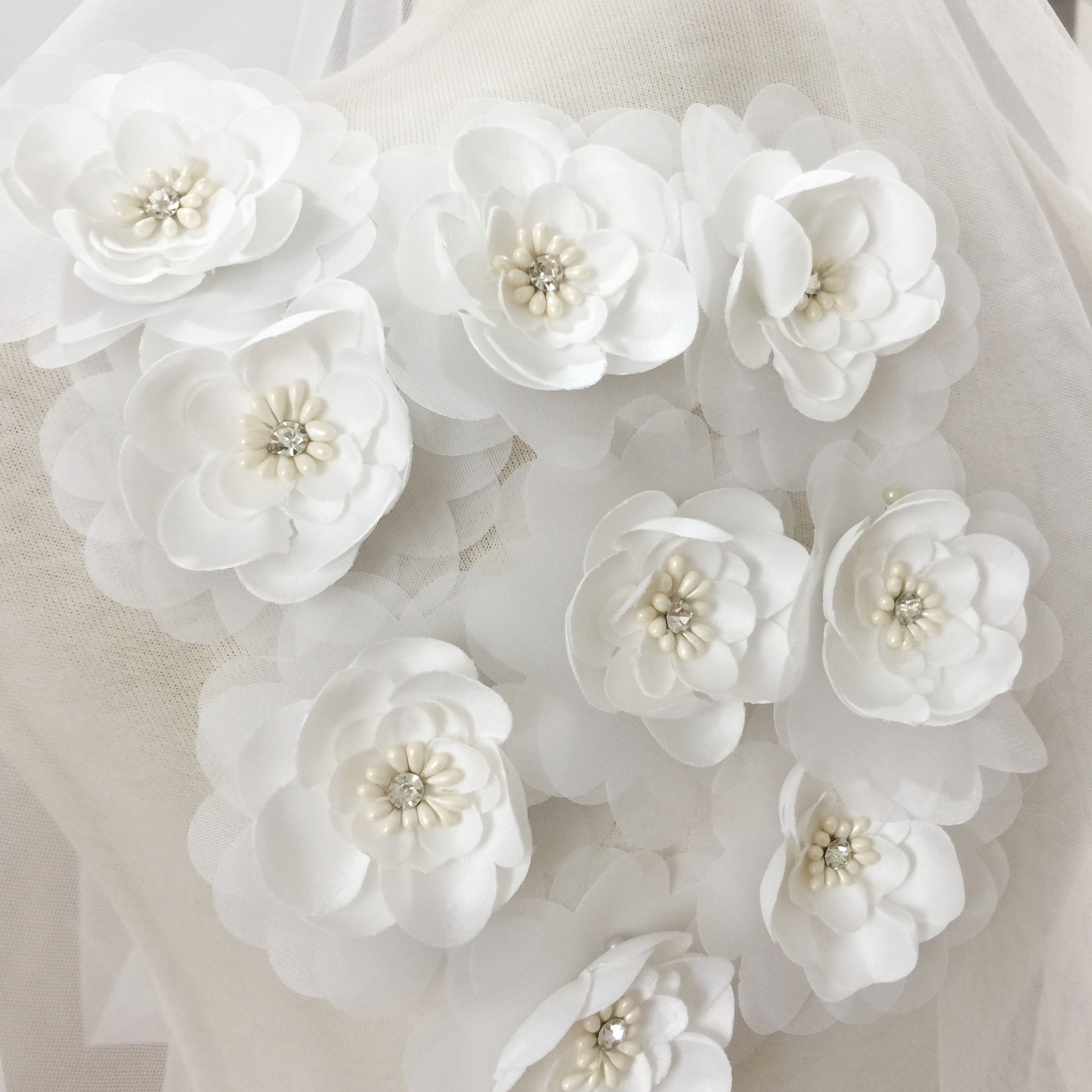 20 Pieces 3D Rhinestone Beaded Flower Lace Applique Blossom - Etsy