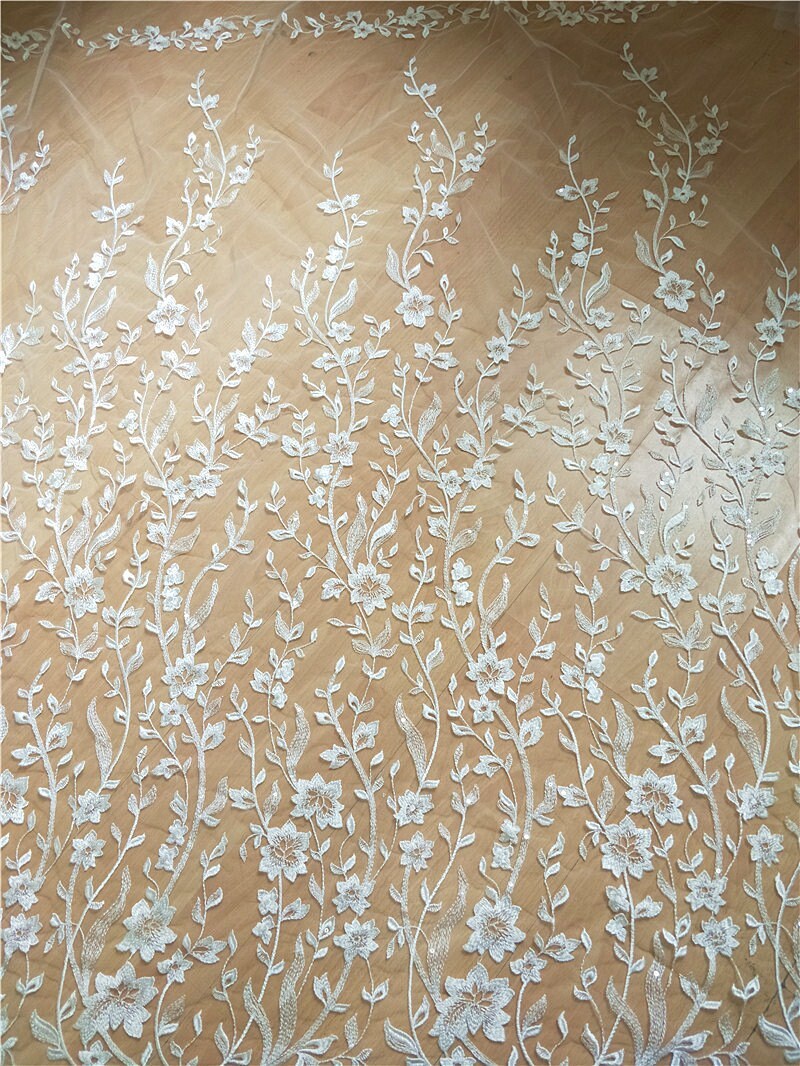 1 Yard Leaf Mesh Embroidery Lace Fabric by Yard With Clear | Etsy