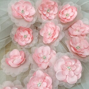 20 Pieces 3D Rhinestone Beaded Flower Lace Applique Blossom - Etsy