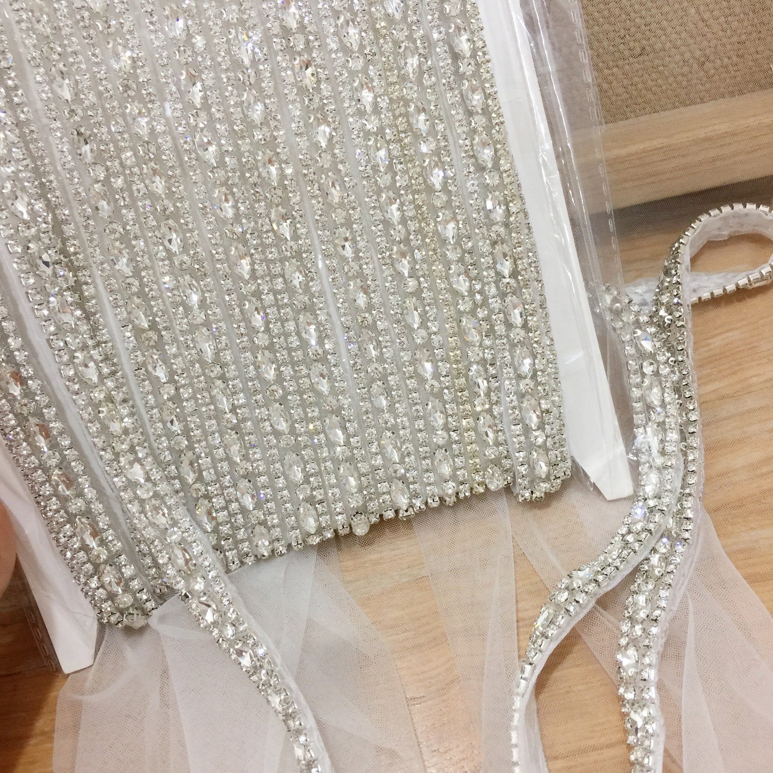 1 Yard Thin Rhinestone and Crystal Beaded Lace Trim for - Etsy