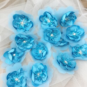 20 Pieces 3D Rhinestone Beaded Flower Lace Applique Blossom - Etsy