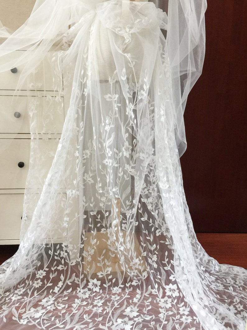 1 Yard Leaf Mesh Embroidery Lace Fabric by Yard With Clear - Etsy