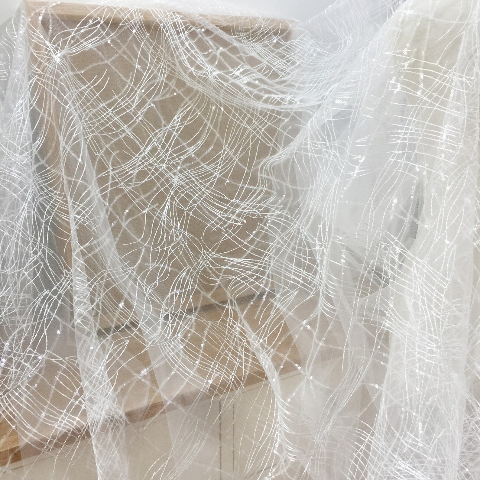 1 Yard Wave TRANSLUCENT Sequin Lace Fabric by Yardfor Bridal | Etsy