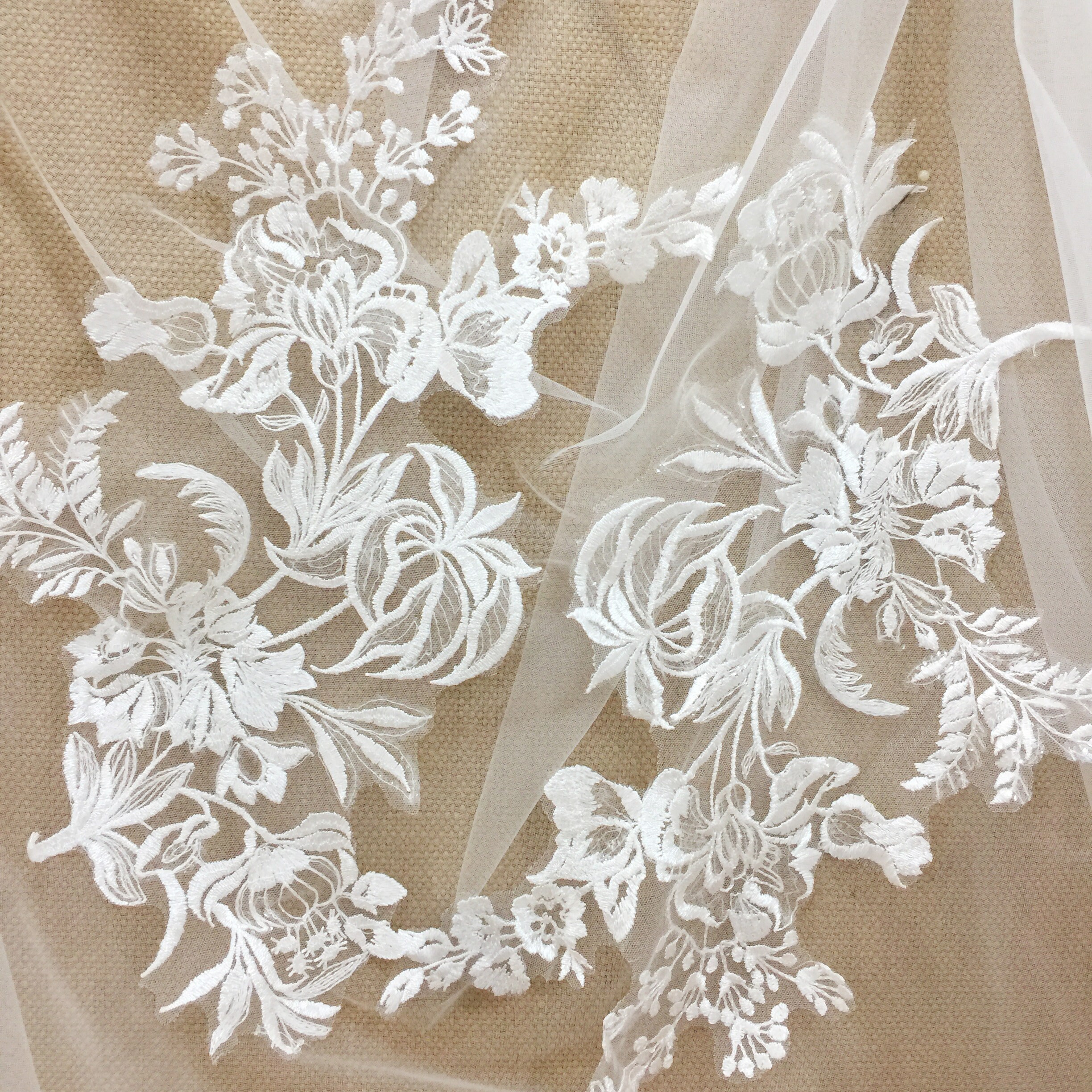 Graceful Clear Sequin Lace Flower Applique , Exquisite Lace Motif for ...