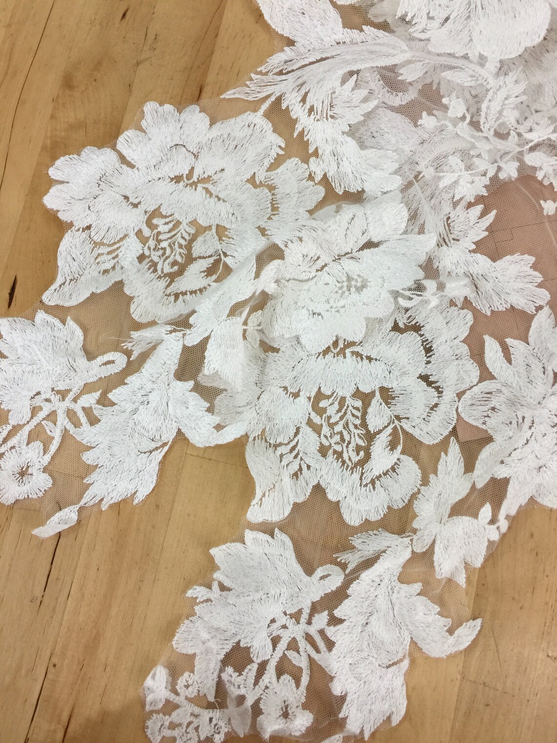 Off White Cotton Thread Floral Embroidery Lacea Pplique for - Etsy