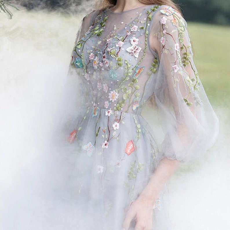 SALE 1 Yard Delicate Floral Embroidery Lace Fabric with | Etsy