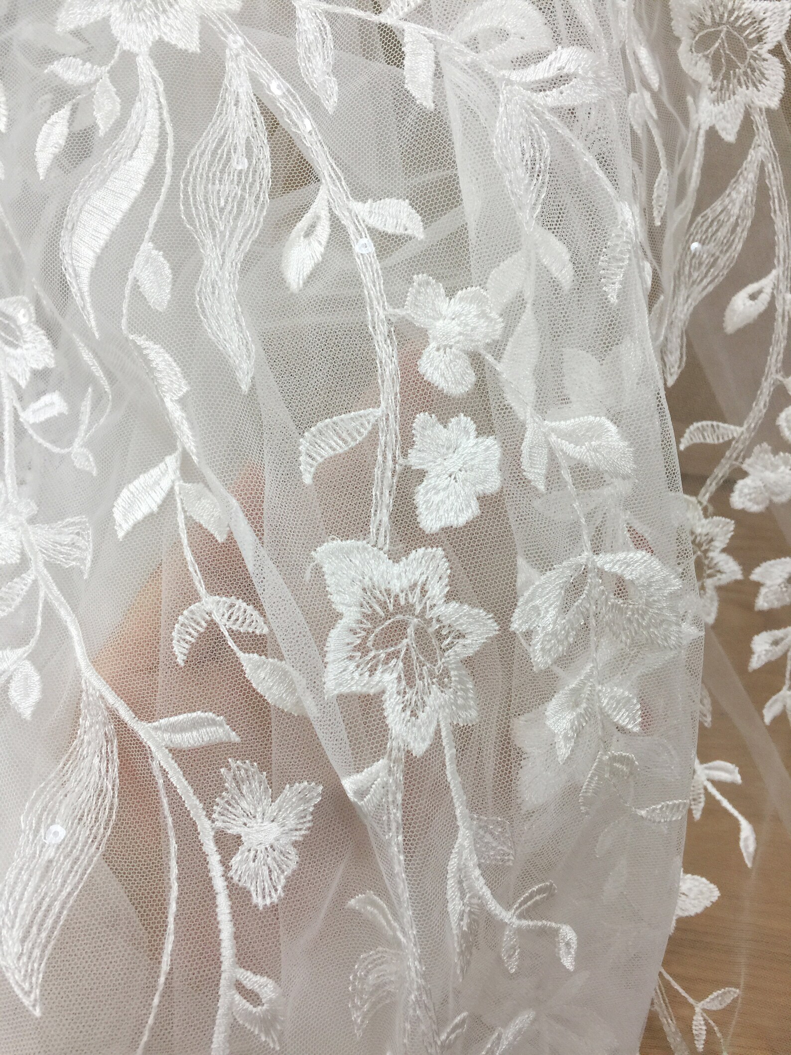 1 Yard Leaf Mesh Embroidery Lace Fabric by Yard With Clear - Etsy