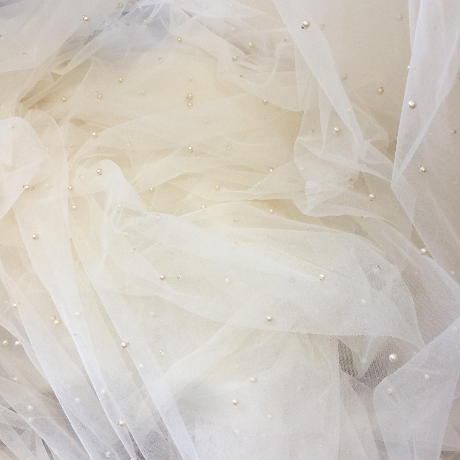 Champagne Pearl Beaded Tulle, Soft Bridal Veil Fabric - Etsy