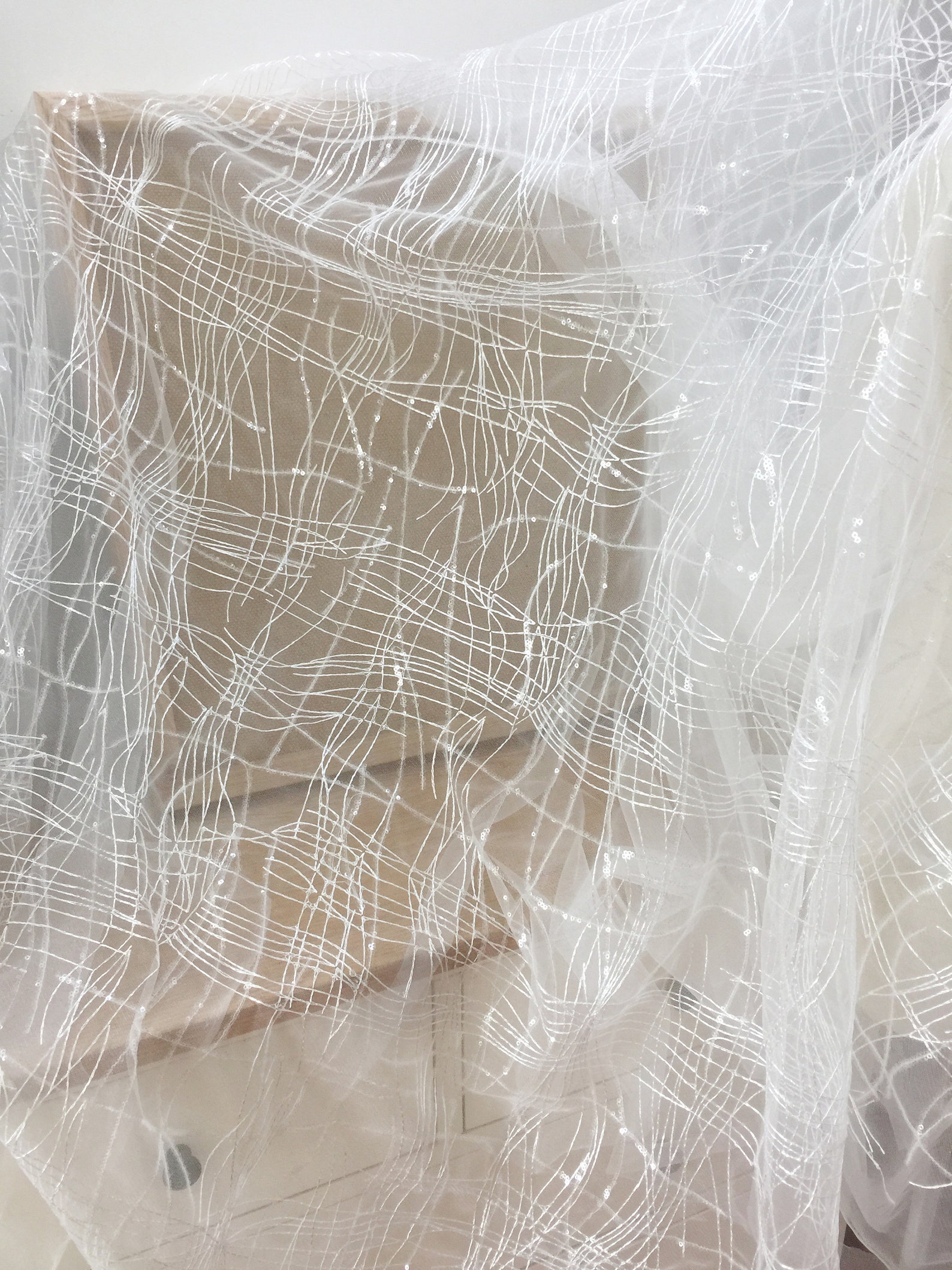 1 Yard Wave TRANSLUCENT Sequin Lace Fabric by Yardfor Bridal | Etsy