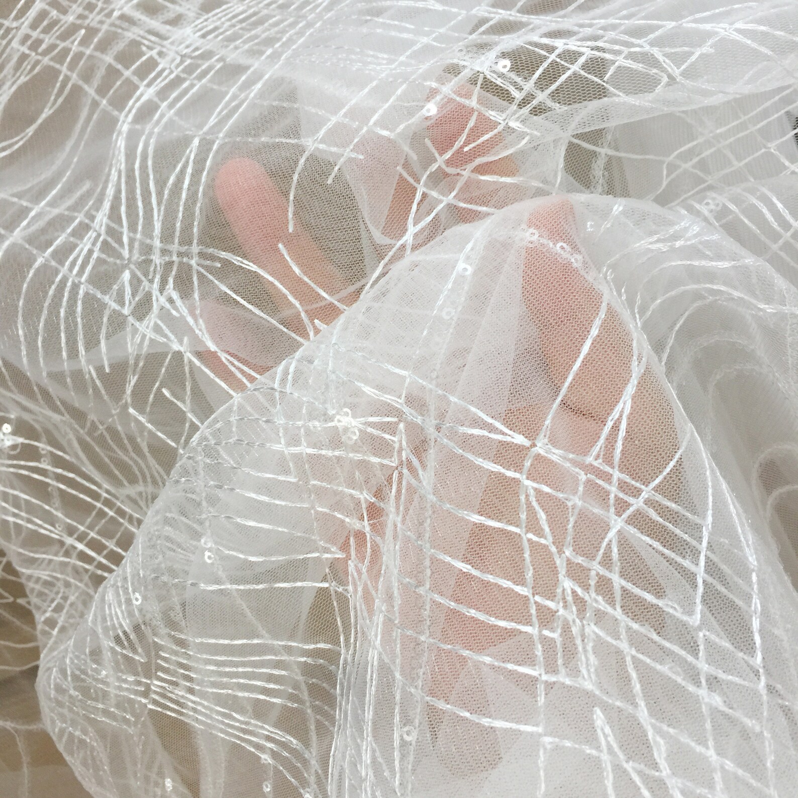 1 Yard Wave TRANSLUCENT Sequin Lace Fabric by Yardfor Bridal | Etsy