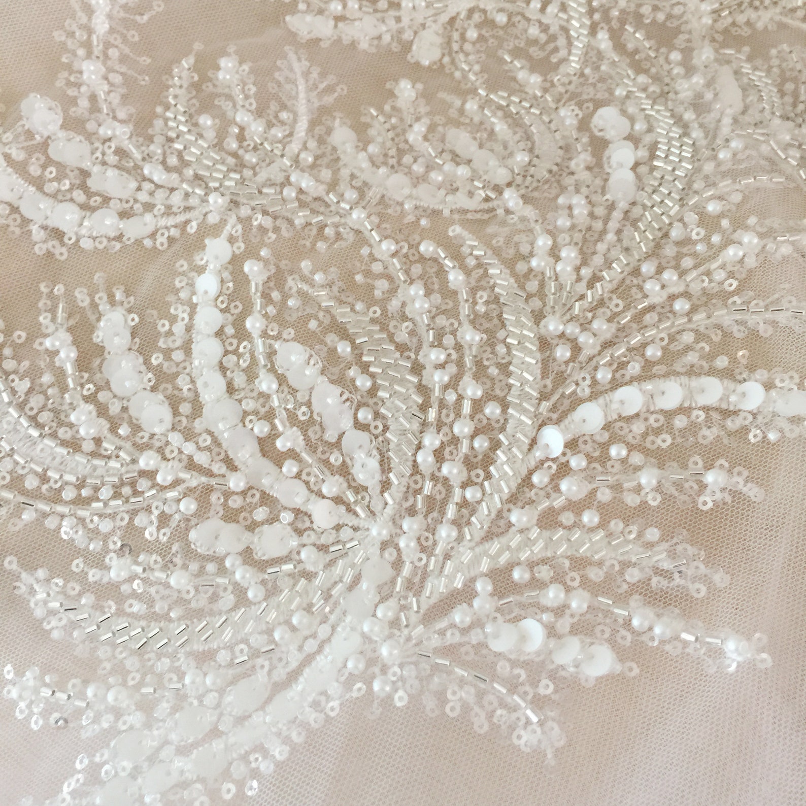 3D Beaded Geometric Couture Lace Fabric with line design Tulle | Etsy