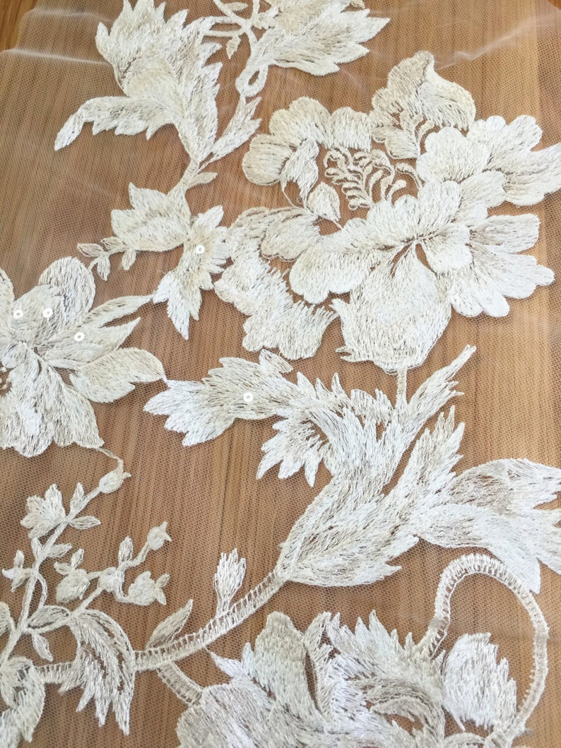 Exquisite Cotton Lace Applique Cream Embroidery Wedding - Etsy