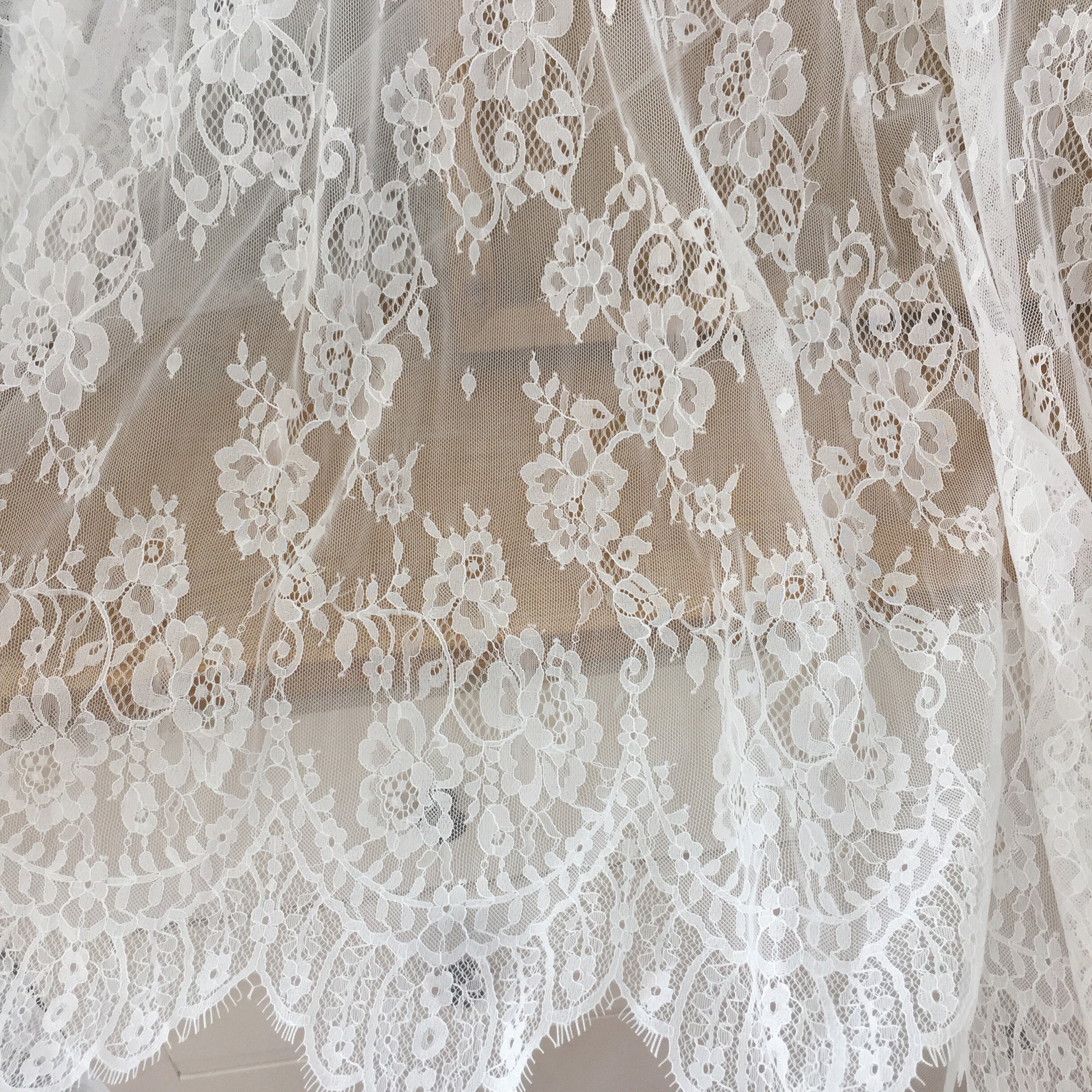 Exquisite France Chantilly Lace Fabric soft floral embroidery | Etsy