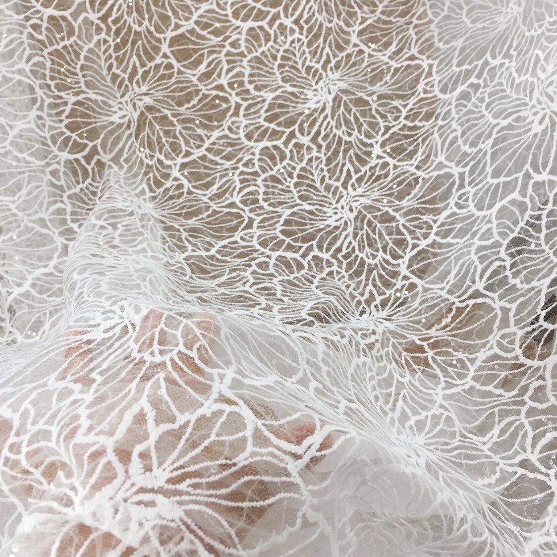 Clear Sequin Netting Embroidery Lace Fabric by Yard Bridal | Etsy