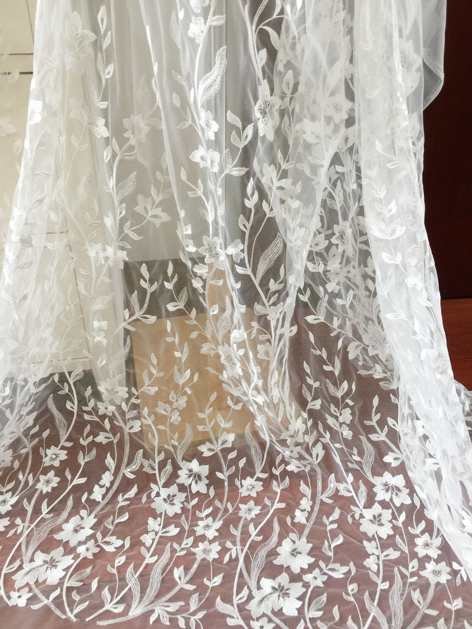 1 Yard Leaf Mesh Embroidery Lace Fabric by Yard With Clear - Etsy