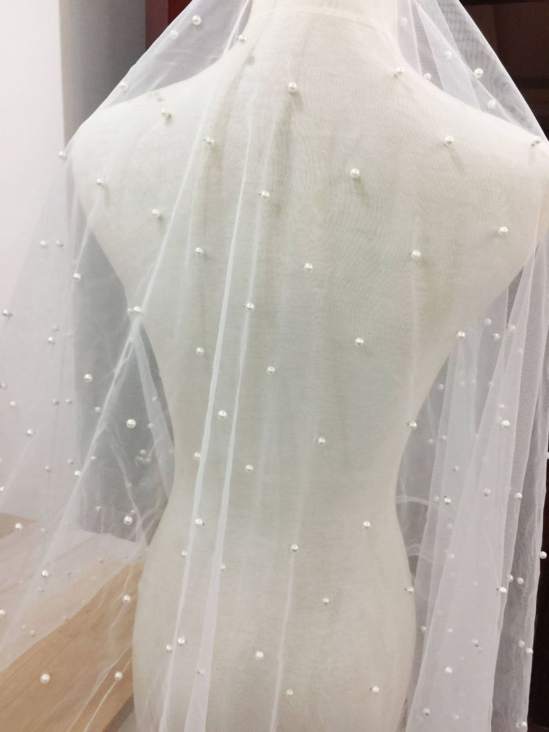 Pearl Beaded Bridal Illusion Tulle Soft and Flowy Wedding - Etsy Canada