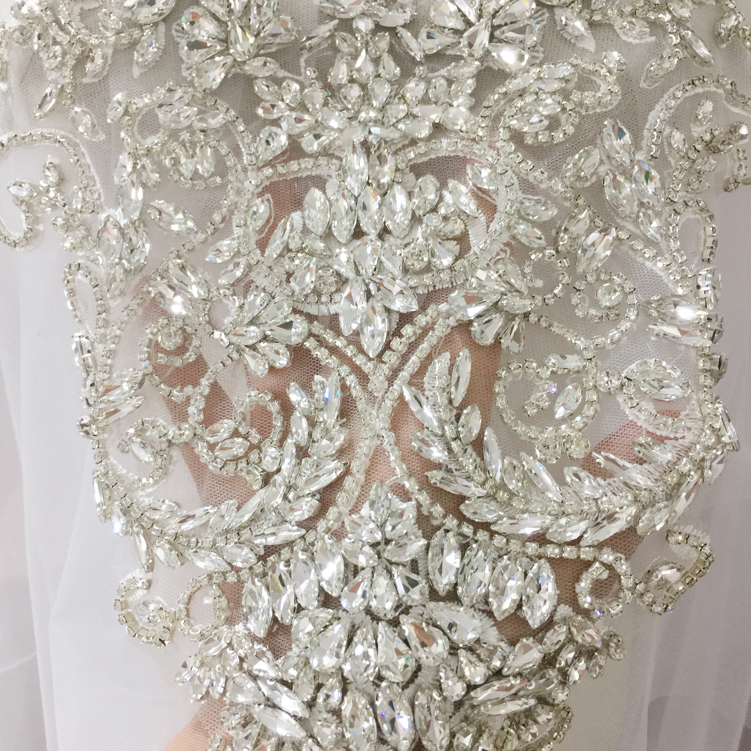 Rhinestone Crystal Bridal Bodice Applique: Handmade Wedding Belt Sash ...