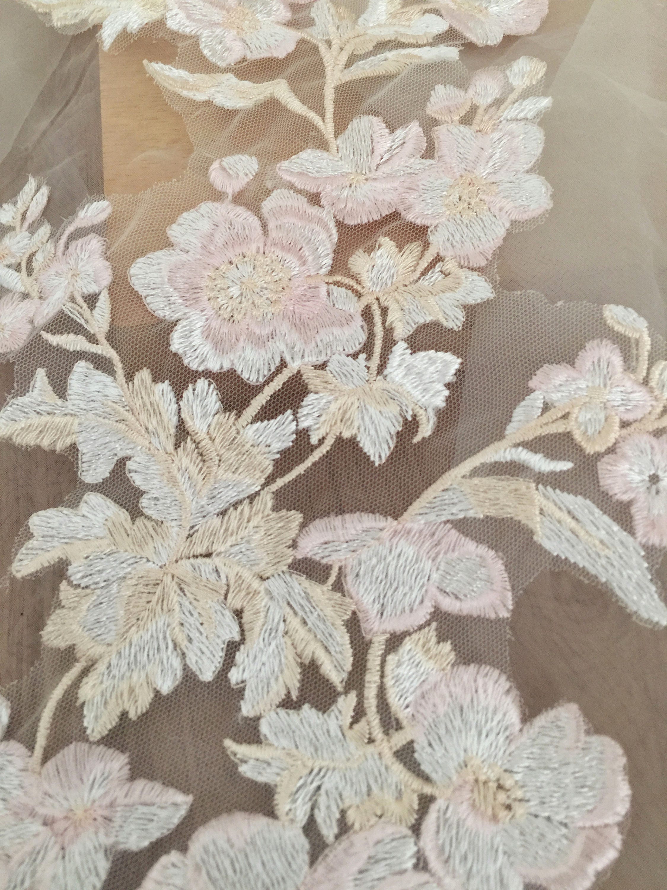 Pastel Beautiful Fine Embroidery Lace Applique Flower Venice | Etsy