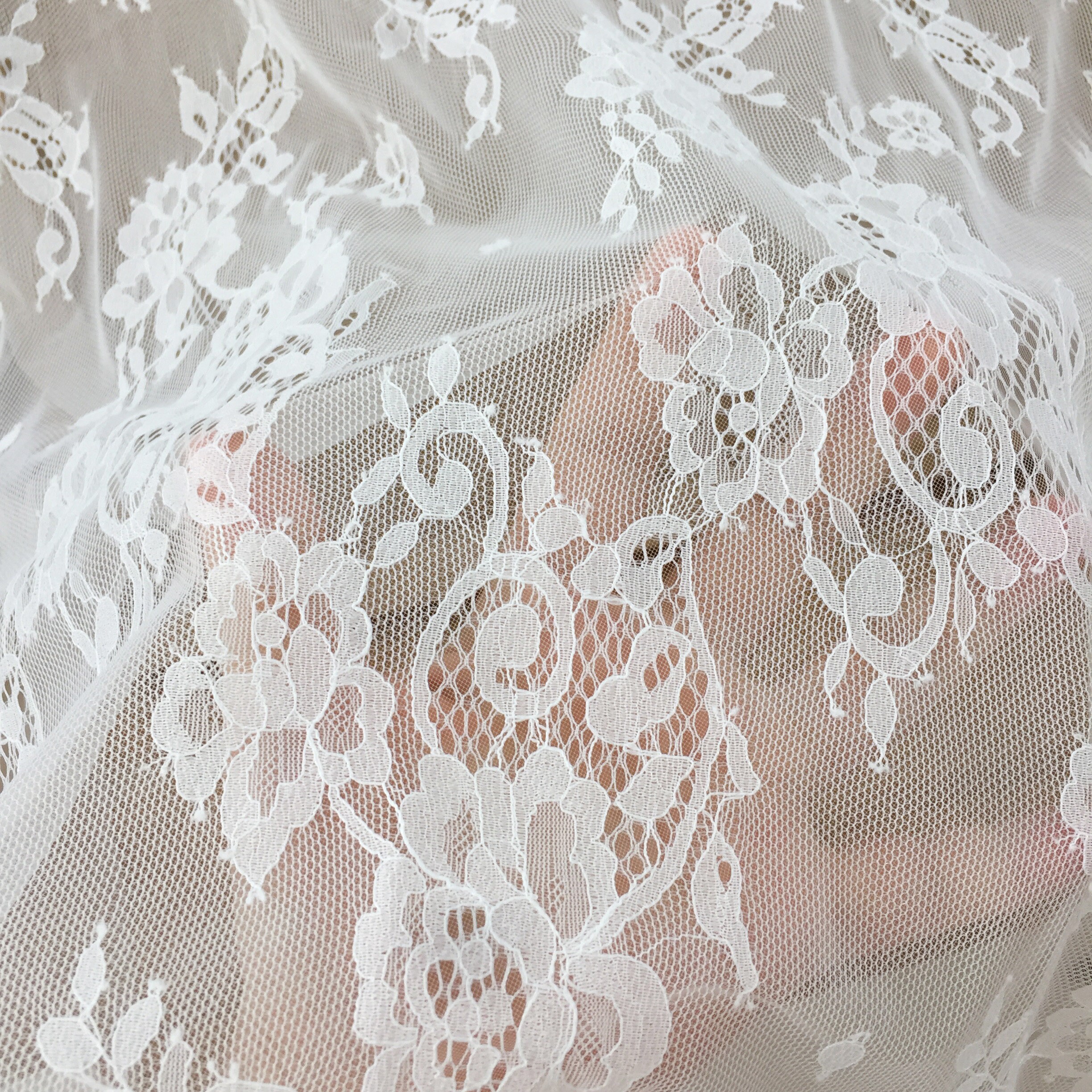 Exquisite France Chantilly Lace Fabric soft floral embroidery | Etsy