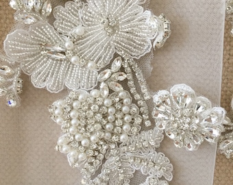 Delicate Phoenix Rhinestone Applique Pair Crystal Beaded | Etsy