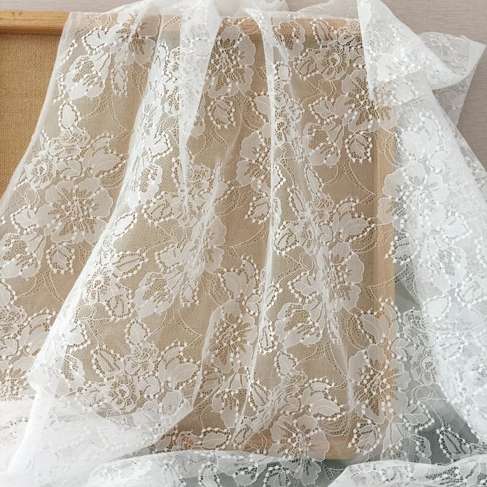 1 Yard Fancy Bridal Veil Chantily Lace Fabric Wedding Dress - Etsy