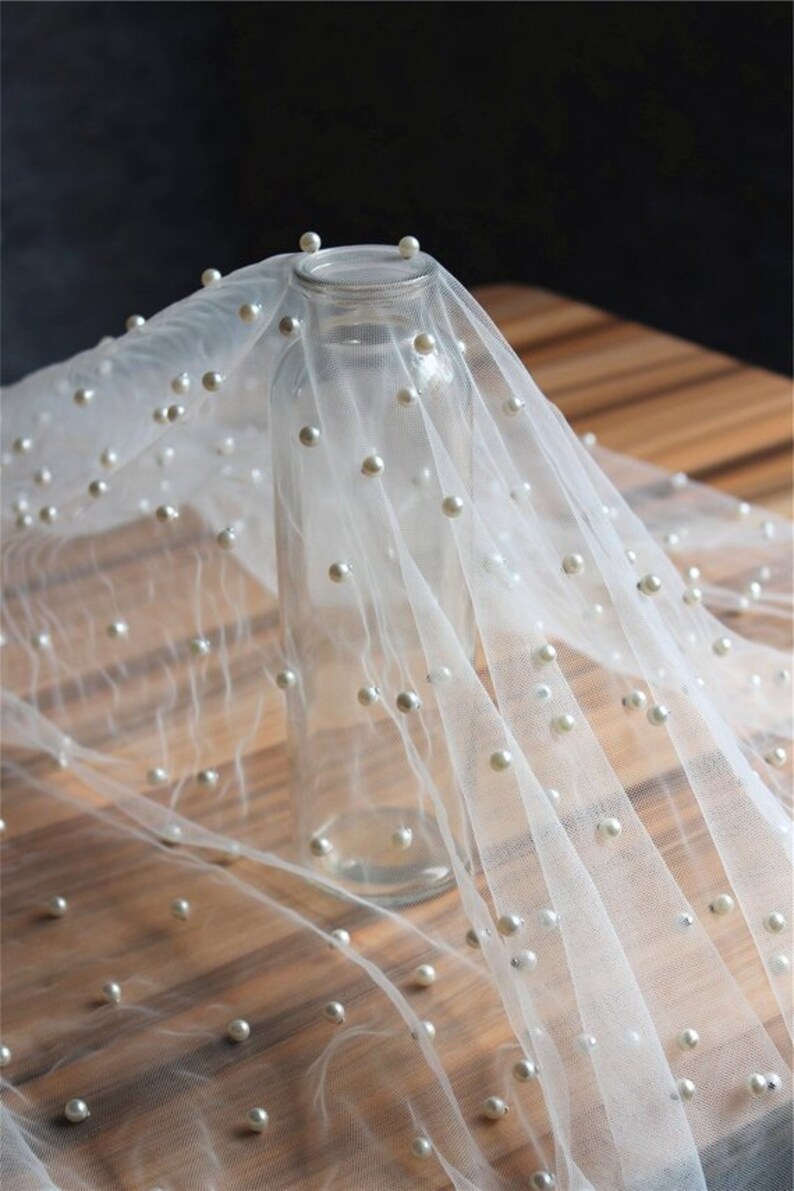 1 Yard Dense Pearl Beaded Bridal Illusion Tulle Soft and - Etsy Denmark