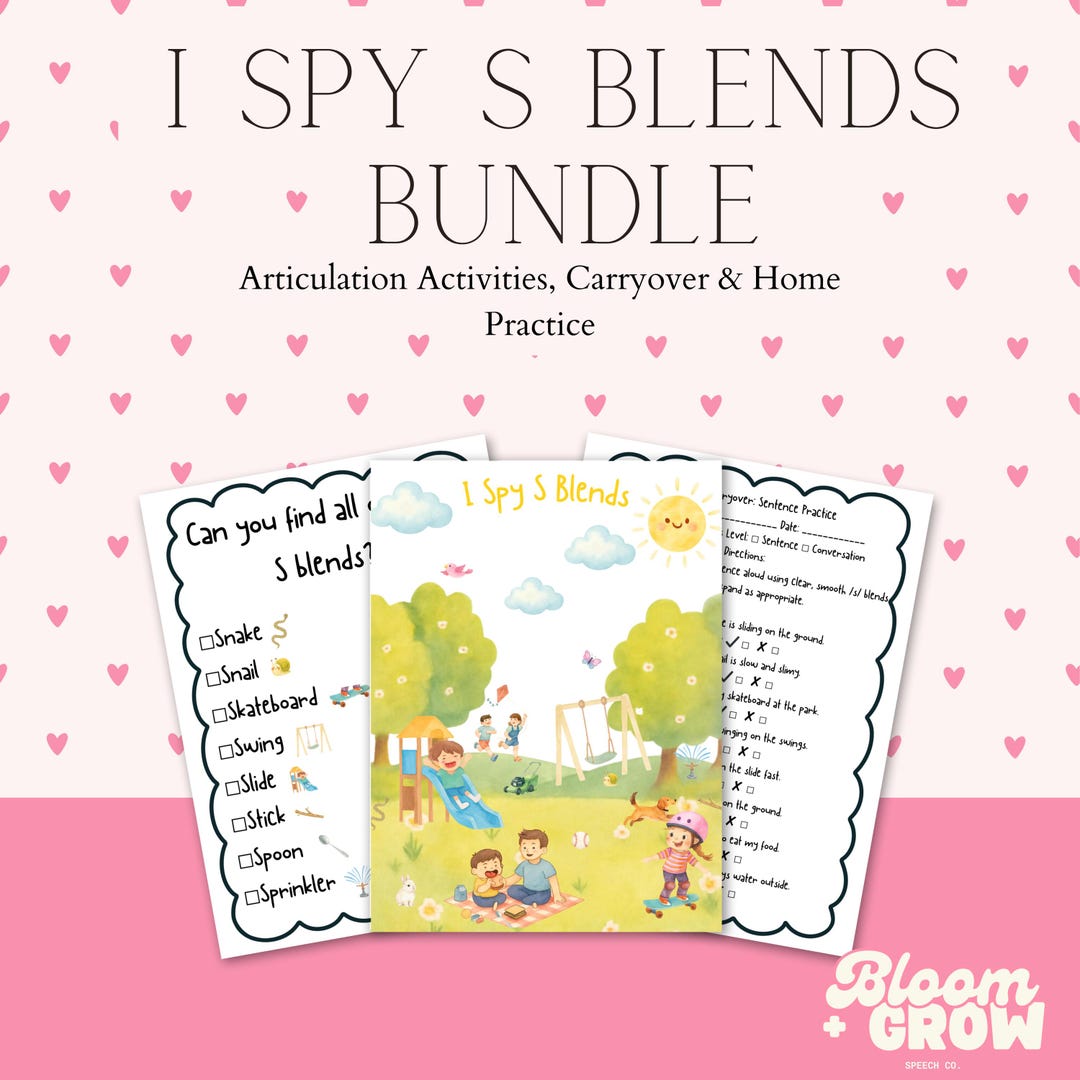 I Spy S-blends Bundle | Articulation Activities, Carryover & Home ...