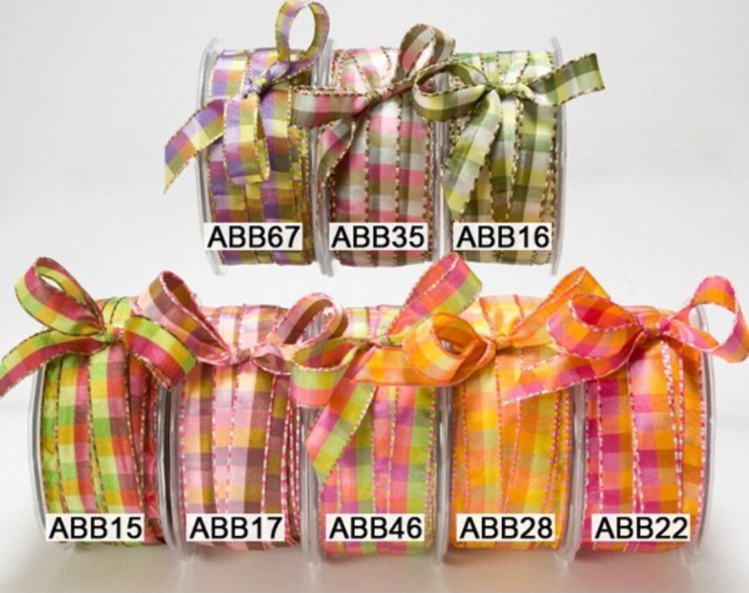 1/2 Inch Multi-color Checkered Ribbon With Woven Stitched Edge Ribbon ...