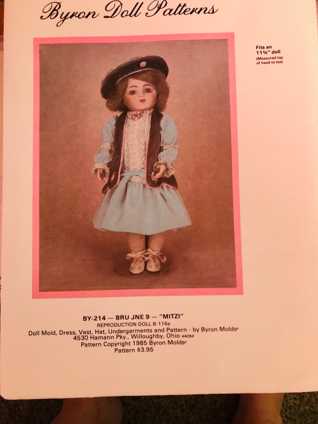 Byron Porcelain Doll Clothes Pattern Mitzi Bru - Etsy
