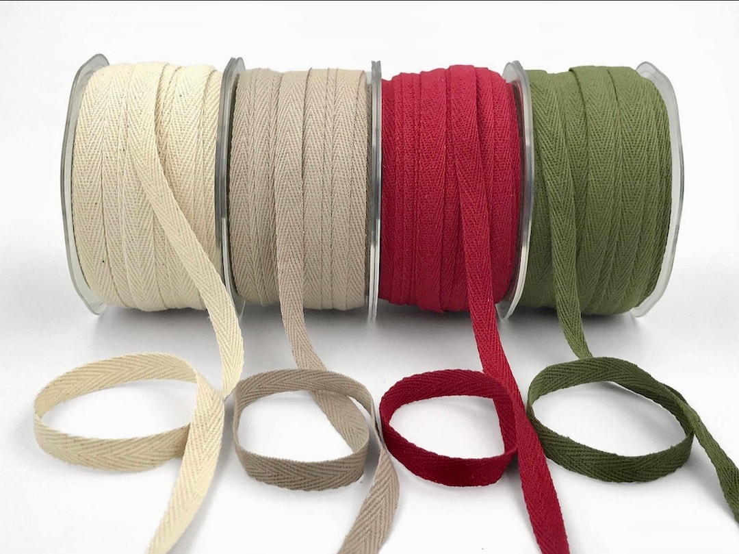 3/8 Inch 100% Cotton Classic Medium Weight Twill Ribbon Tape With Woven ...