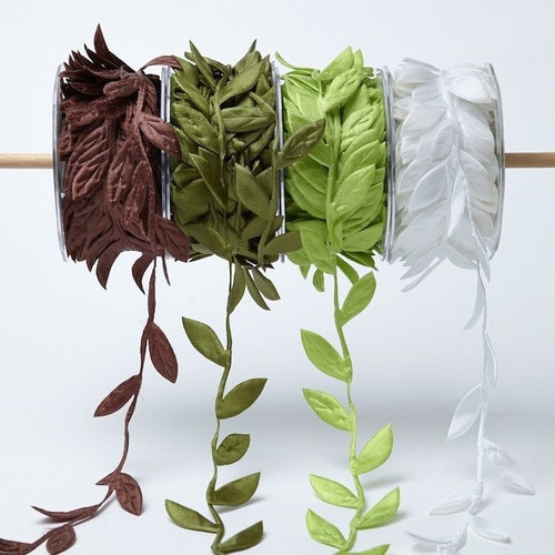 3/4 Inch Classic Leaves Ribbon With Sealed Cut Edge DIY - Etsy