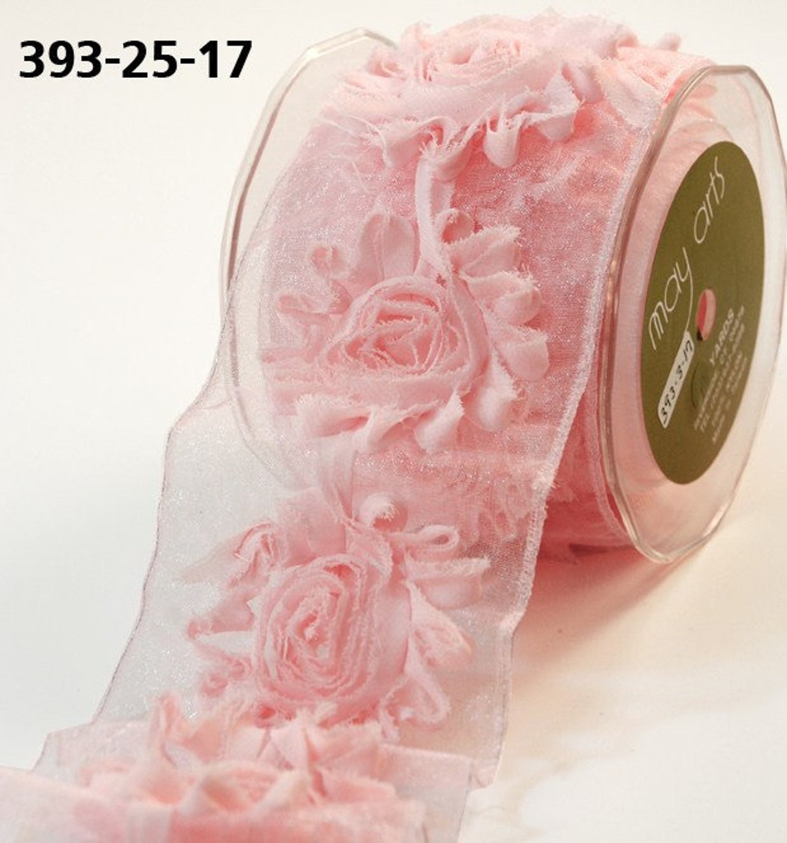 2.5 Inch Shimmer Sheer With Frayed Flowers With Wired Edge Shabby ...