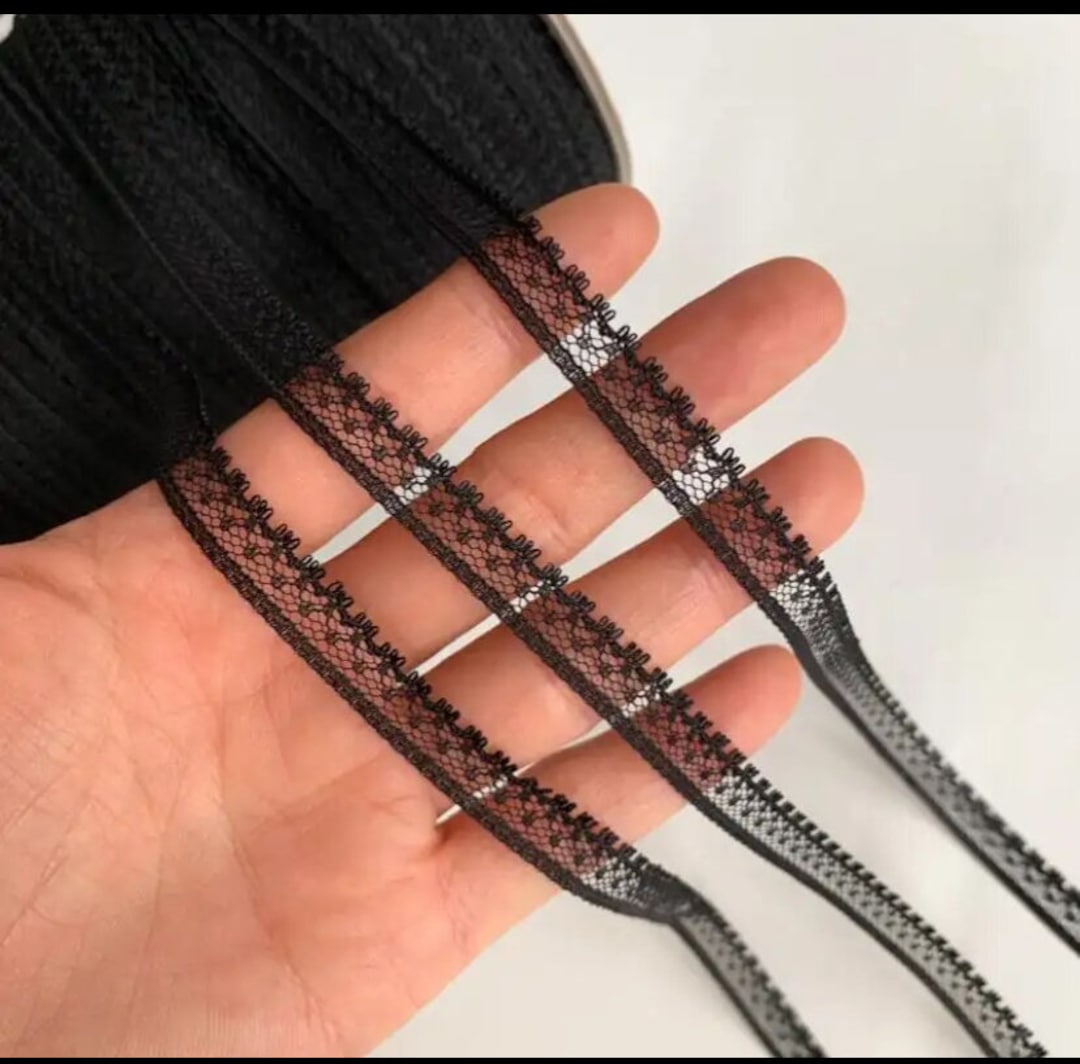 1/4 Inch Delicate Black Lace by the Yard White Doll Trim Black Trim - Etsy