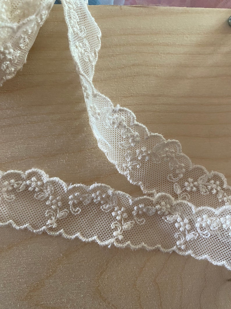Cream Lace Trim 1 Inch by the Yard Doll Trim Crochet Tiny Trim Floral ...