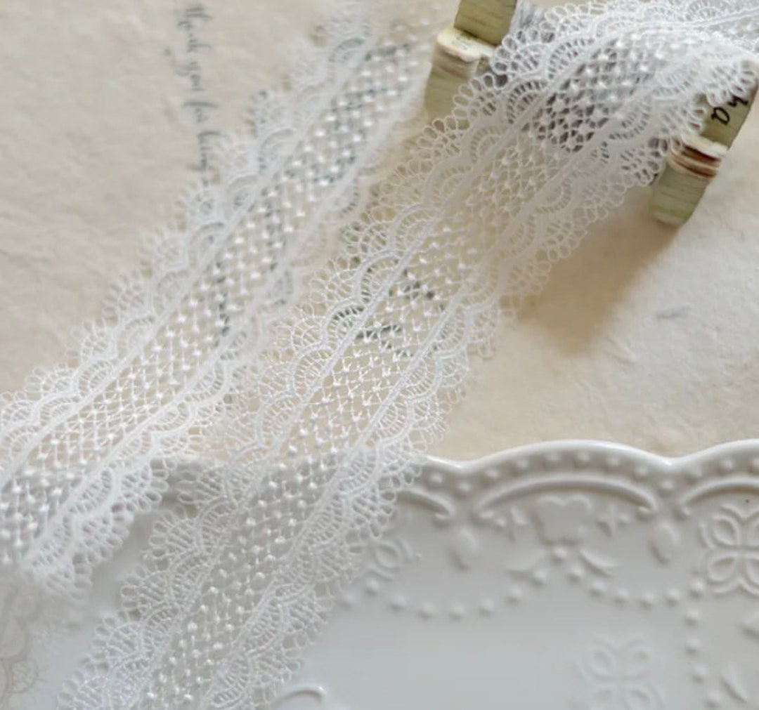 White 1.5 Inch Lace Trim by the Yard Doll Trim Crochet Choker Necklace ...