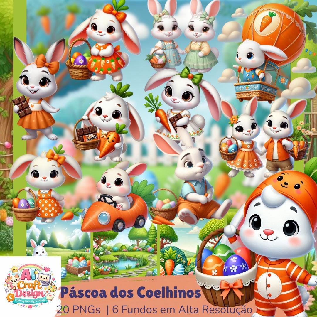 Easter Bunny Clipart Pack - Etsy