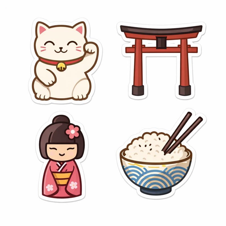 Japanese Culture Stickers PNG Files - Etsy