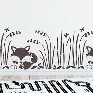 Fox Border Stencil, Woodland Stencils, Border Stencils for Nursery ...