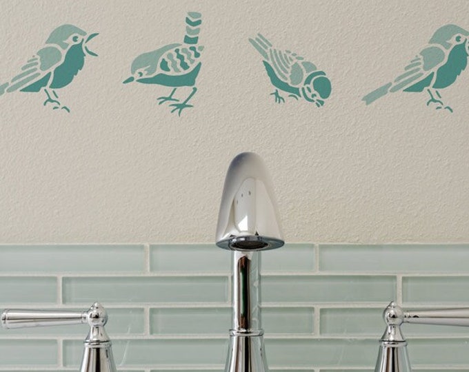 Budgies Border Stencil - Birds on Wire Stencil - Bird Stencils ...