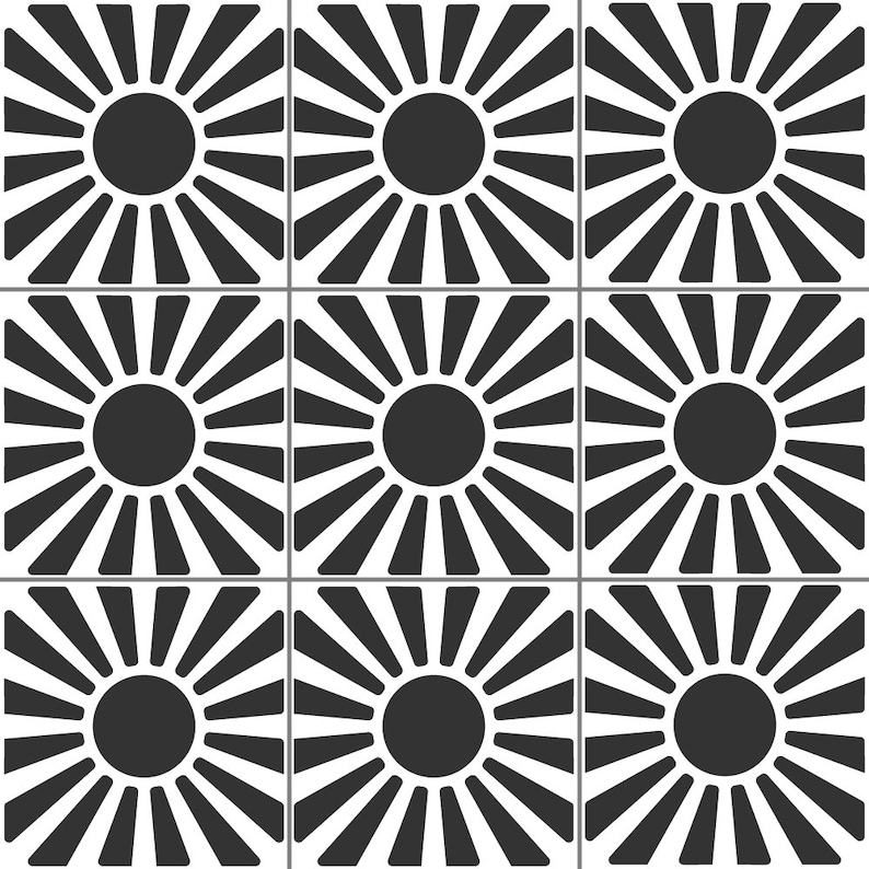 Sunburst Tile Stencil Sun Motif Tile Stencil Stencils for - Etsy