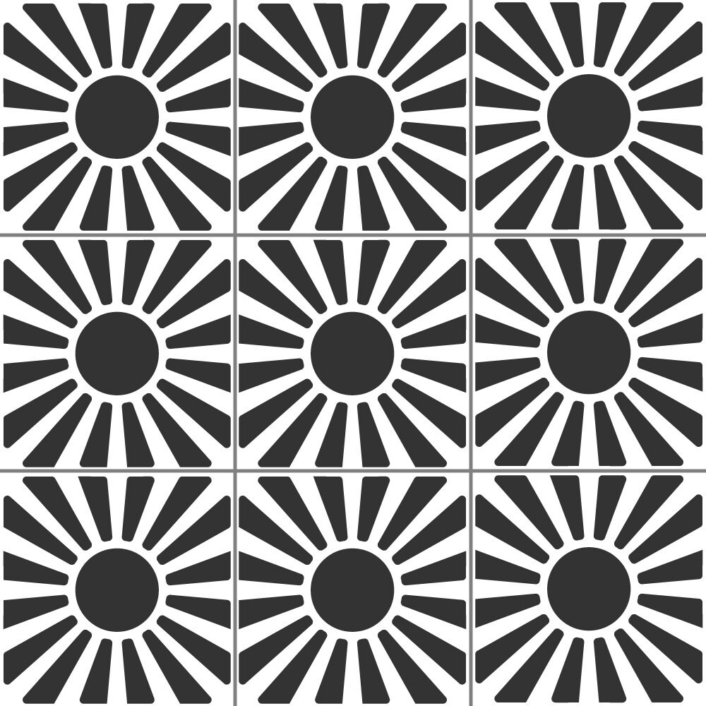 Sunburst Tile Stencil Sun Motif Tile Stencil Stencils for - Etsy